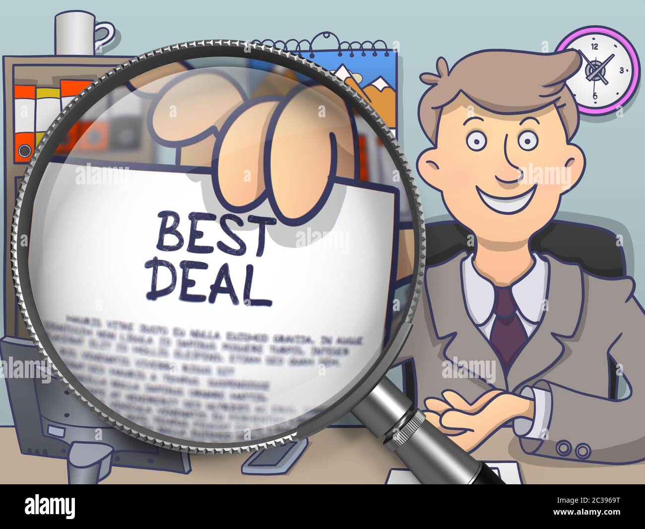 Best Deal on Paper in Businessman's Hand through Lens to Illustrate a ...