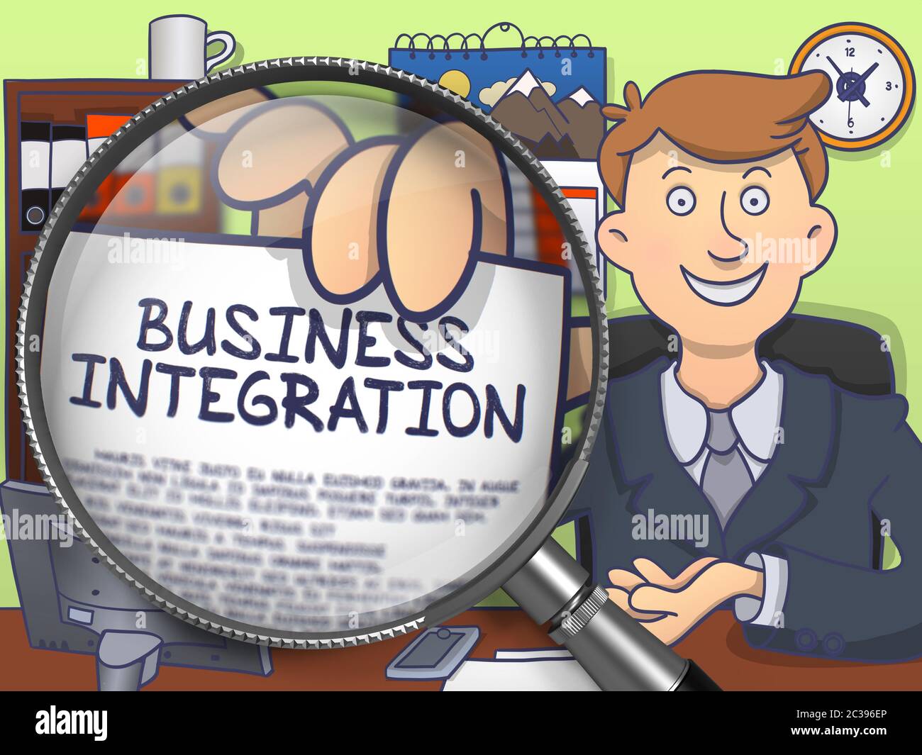 Business Integration. Successful Man in Office Workplace Showing a ...