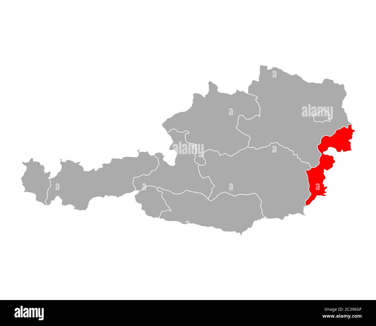Map of Burgenland in Austria Stock Photo - Alamy