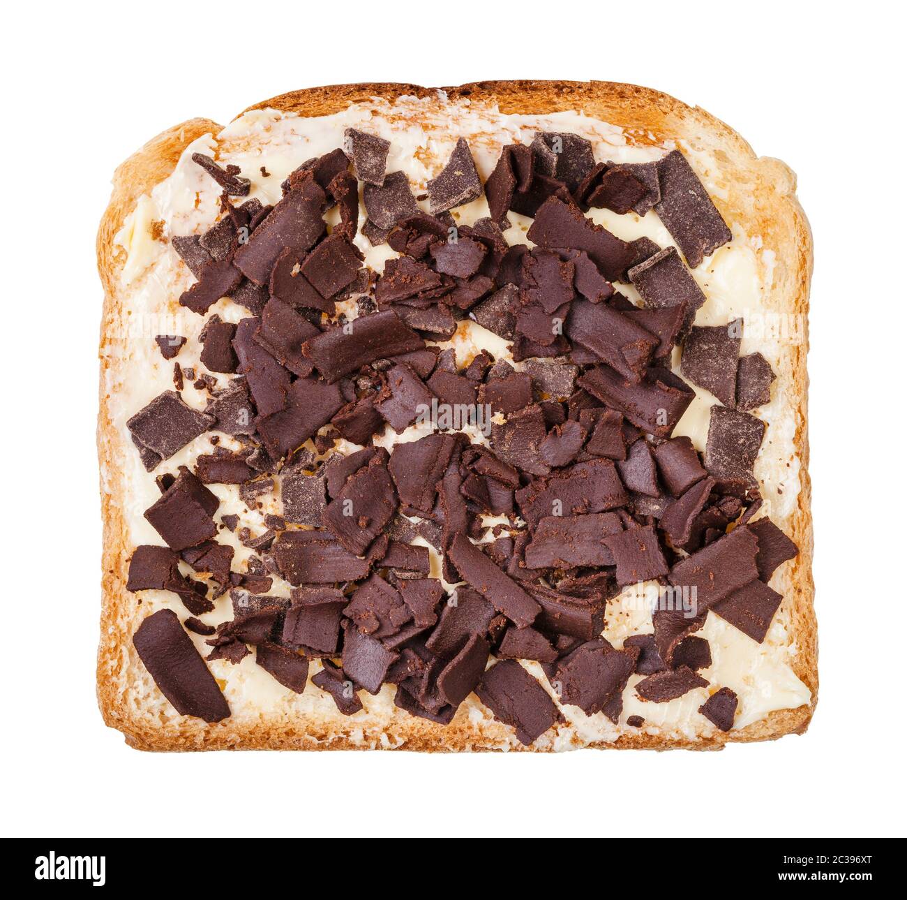 top view of dutch sweet toast with butter and chocoladevlokken (topping ...