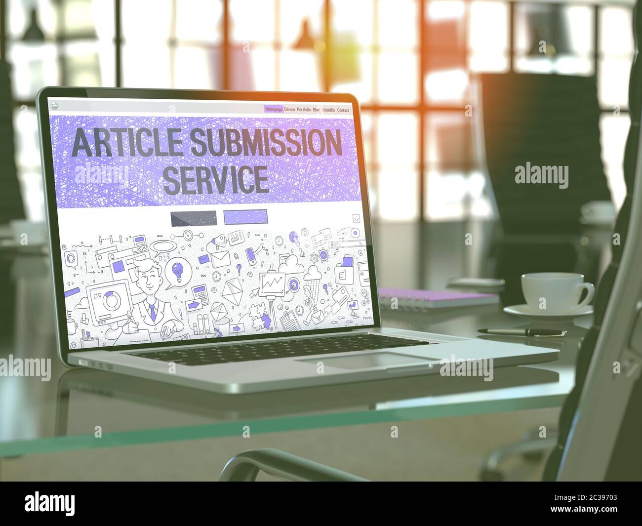 Article Submission Service Concept Closeup on Landing Page of Laptop ...