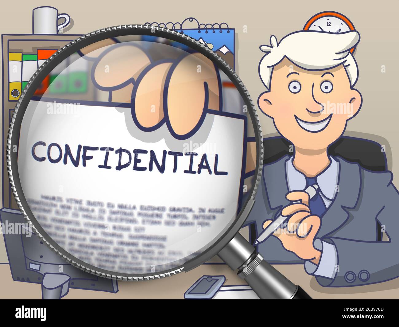 Business Man Welcomes in Office and Showing a Concept on Paper ...