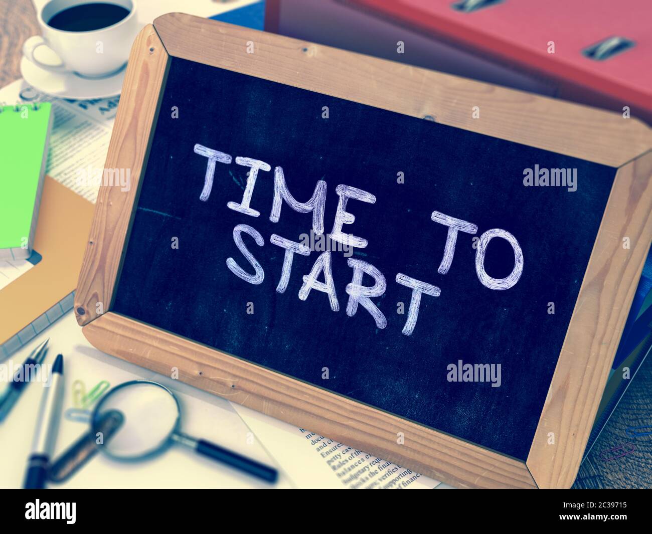 Time to Start Concept Hand Drawn on Chalkboard on Working Table ...