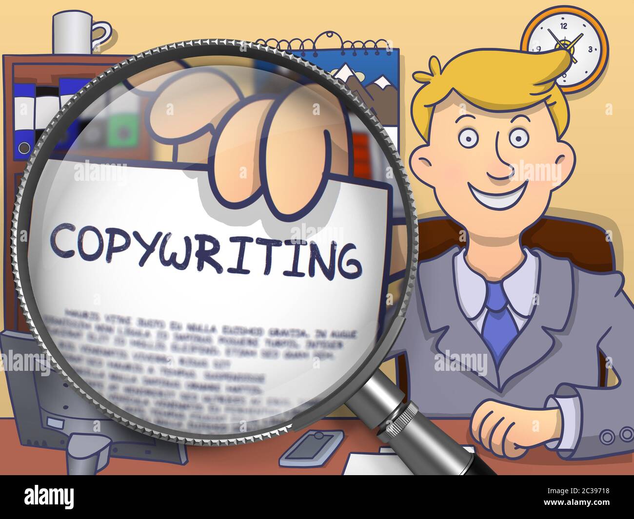 Business Man in Office Shows Paper with Concept Copywriting. Closeup ...