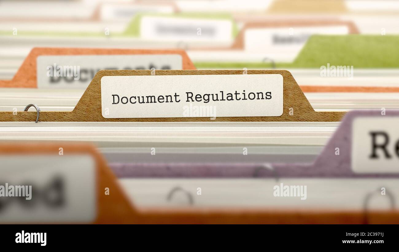 File Folder Labeled as Document Regulations in Multicolor Archive ...
