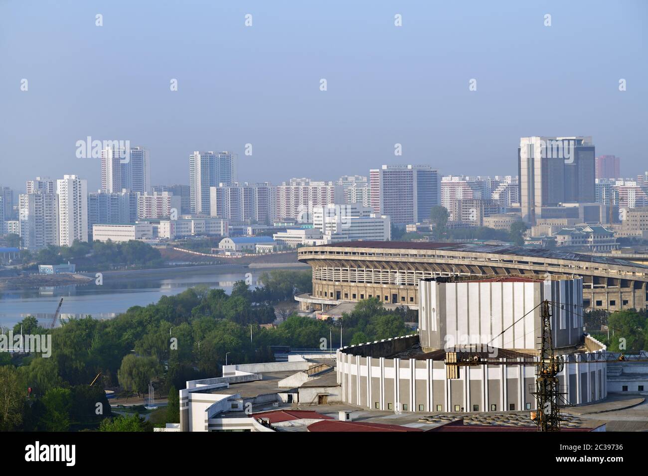 Pyongyang, North Korea - May 3, 2019: The morning view on the city ...