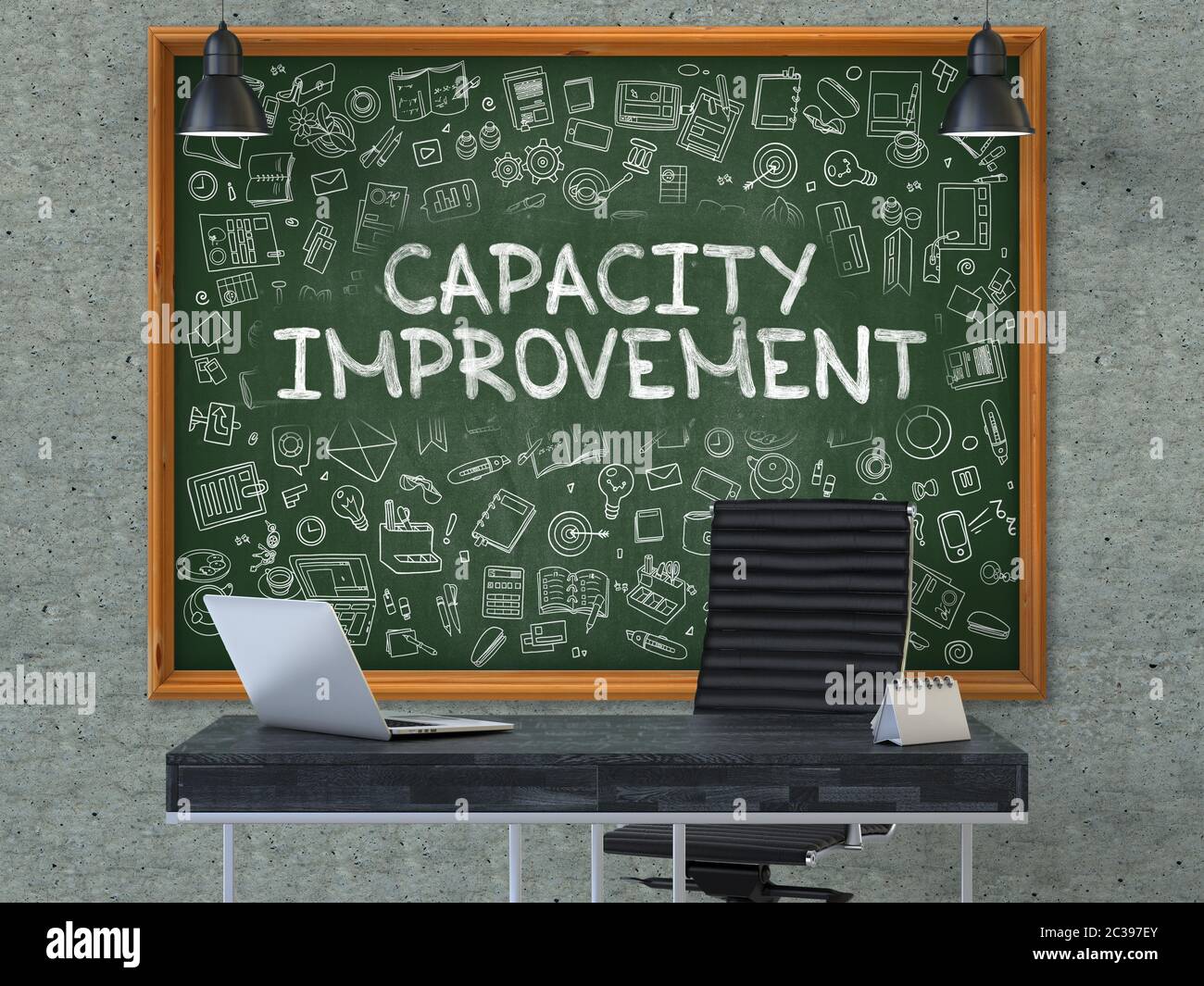 Capacity Improvement - Hand Drawn on Green Chalkboard in Modern Office ...