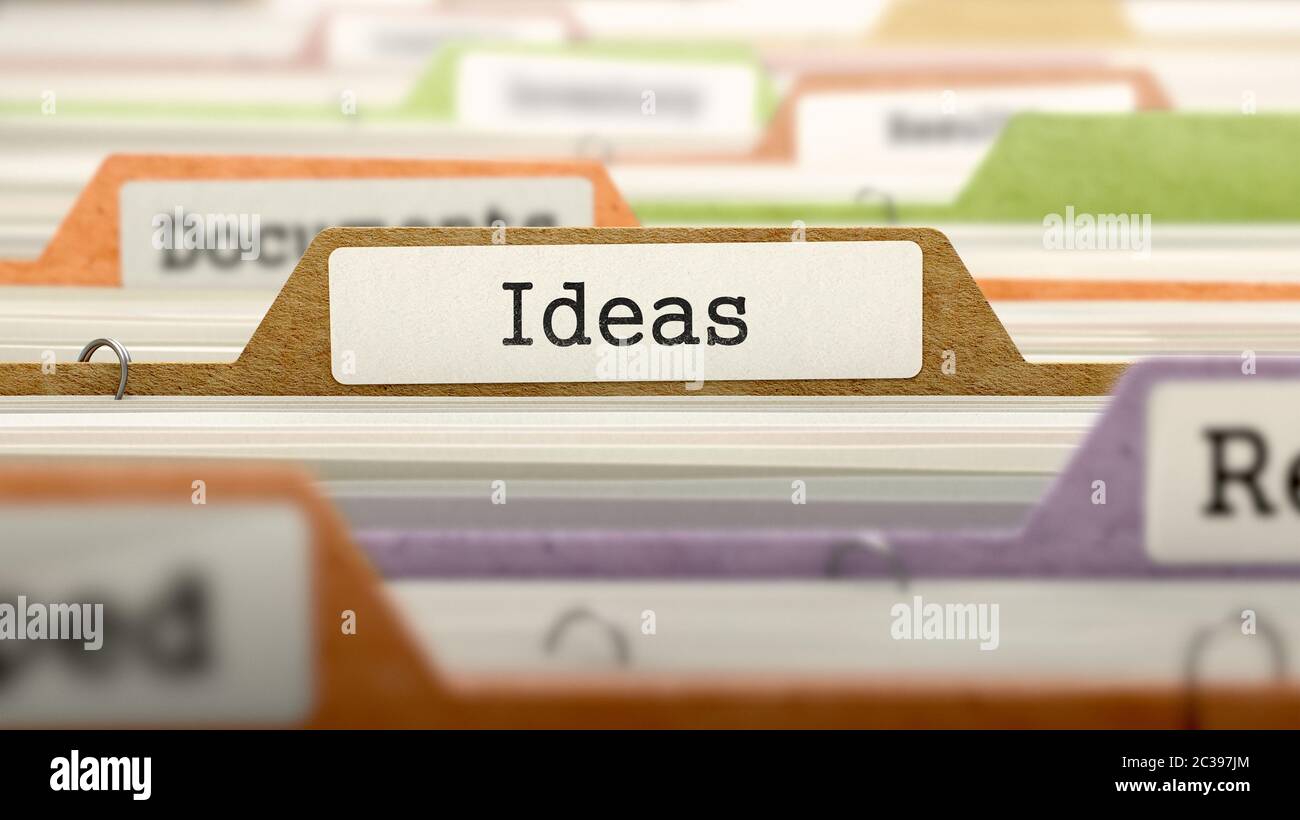 Ideas Concept on Folder Register in Multicolor Card Index. Closeup View ...