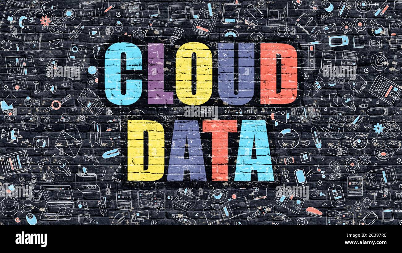 Cloud Data Concept. Modern Line Style Illustration. Multicolor Cloud ...