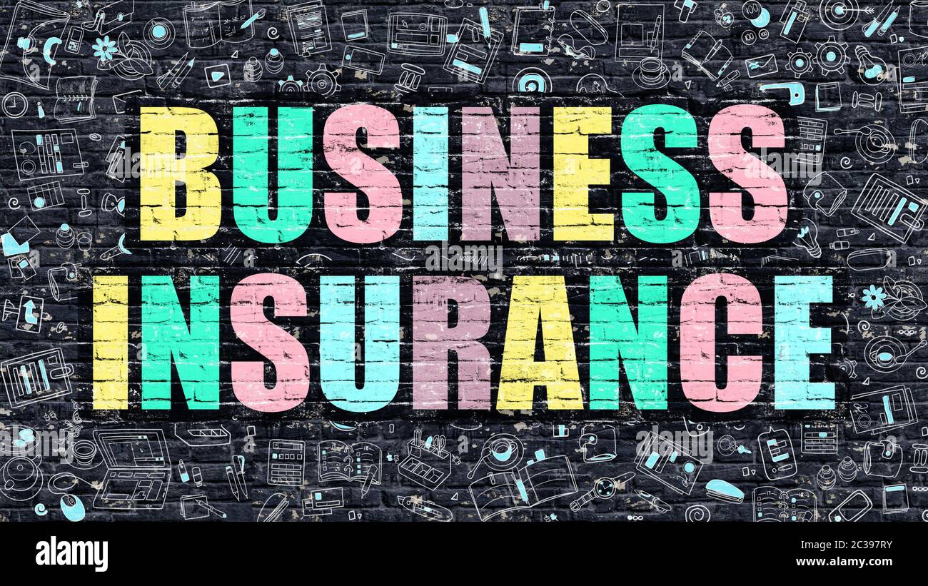 Business Insurance - Multicolor Concept on Dark Brick Wall Background ...
