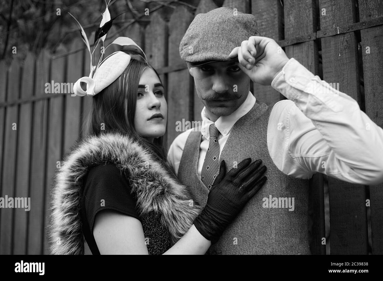 Portrait of a beautiful couple in vintage style. Retro style, classic ...