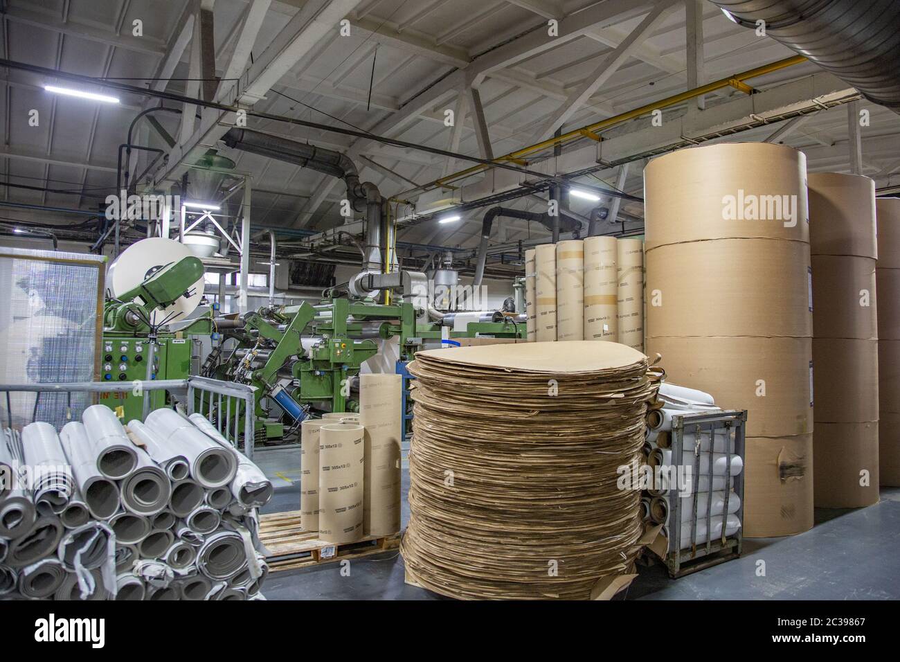 Industrial workshop of the factory for the production of cardboard ...