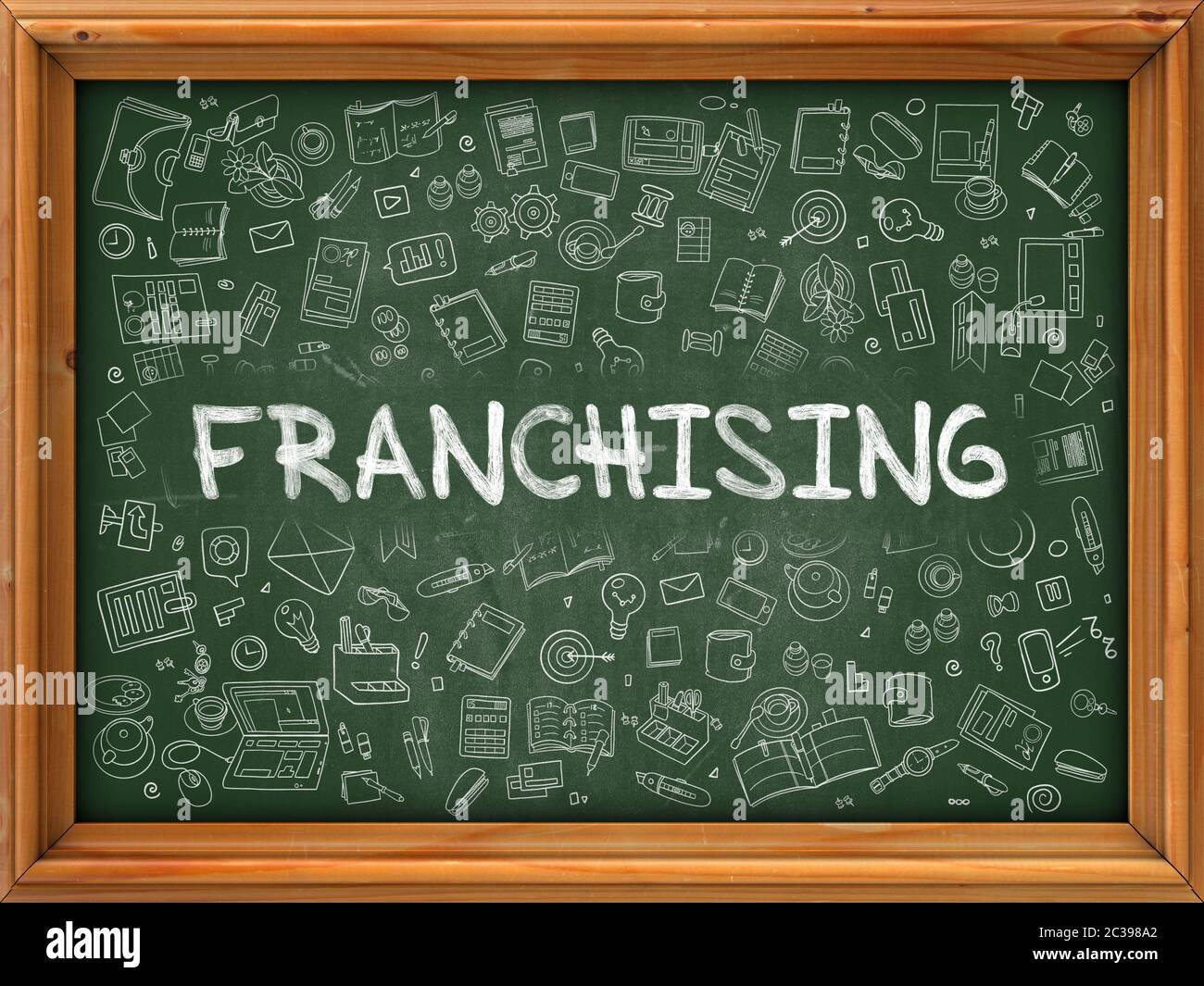 Franchising Concept. Line Style Illustration. Franchising Handwritten ...