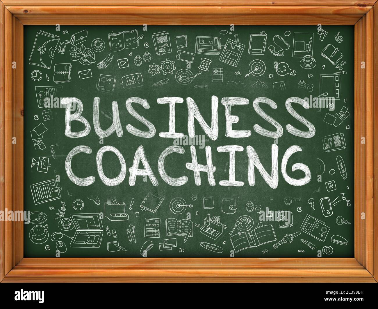 Business Coaching - Hand Drawn on Chalkboard. Business Coaching with ...