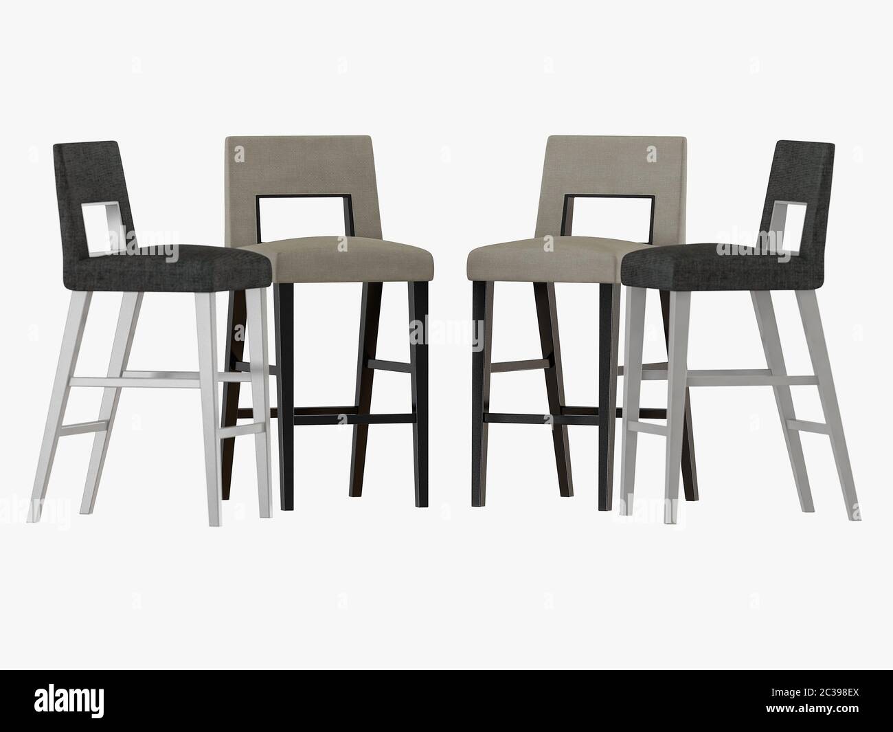 Four bar chair on a white background 3d rendering Stock Photo - Alamy