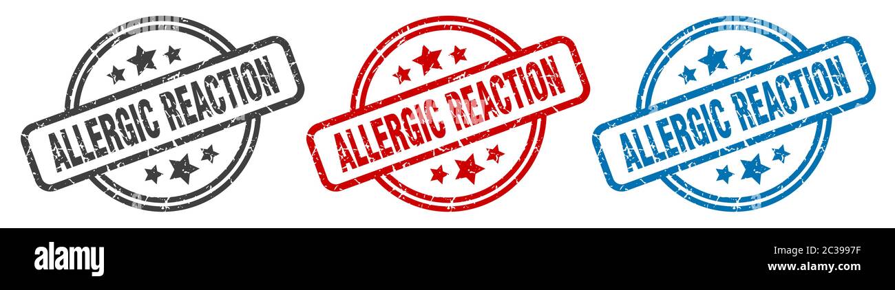 allergic reaction stamp. allergic reaction round isolated sign ...