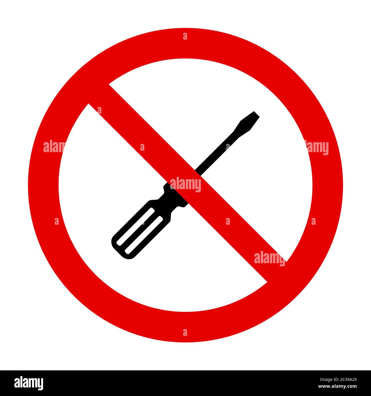 Screwdriver and prohibition sign Stock Photo - Alamy
