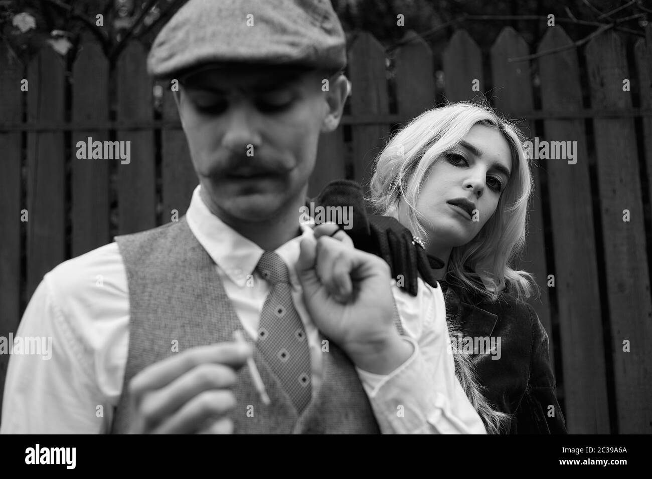 Portrait of a beautiful couple in vintage style. Retro style, classic ...