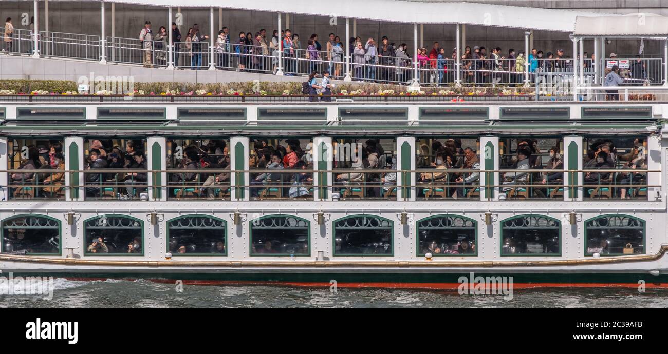 Water bus at sailing along Sumida river, Tokyo, Japan Stock Photo - Alamy