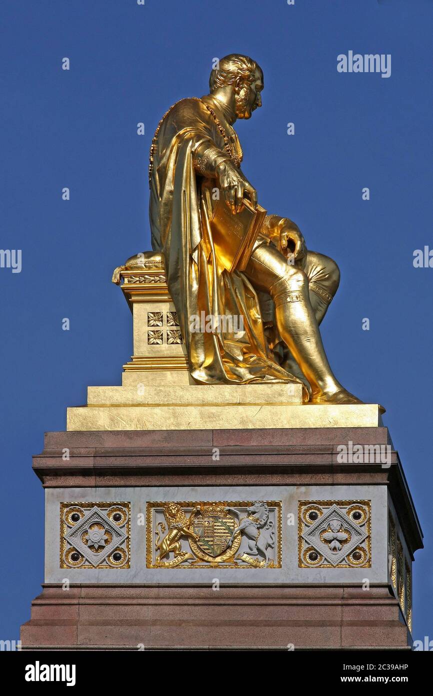 Golden sculpture of prince Albert in memorial Stock Photo - Alamy