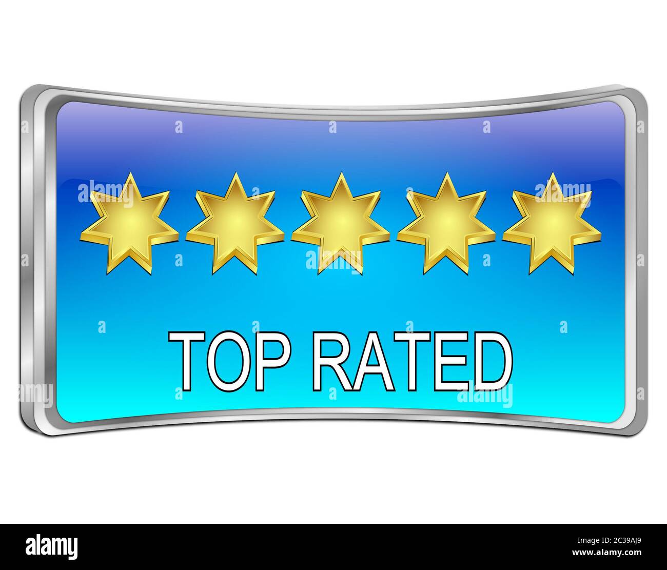 glossy blue Top Rated Button - 3D illustration Stock Photo - Alamy