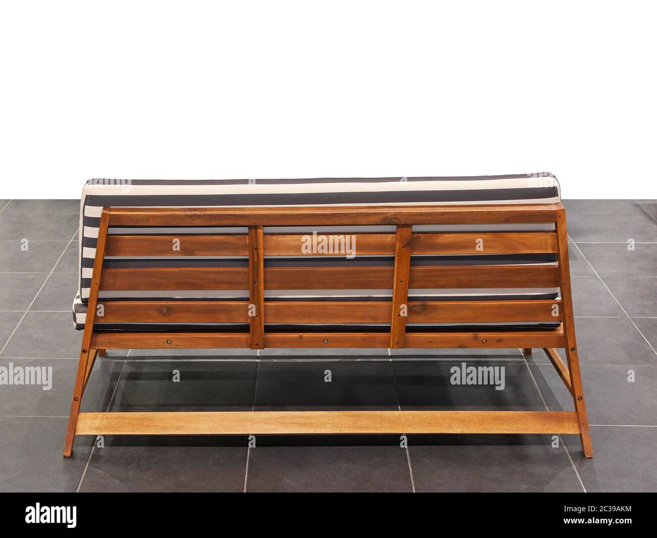Back view of outdoor wooden bench Stock Photo - Alamy