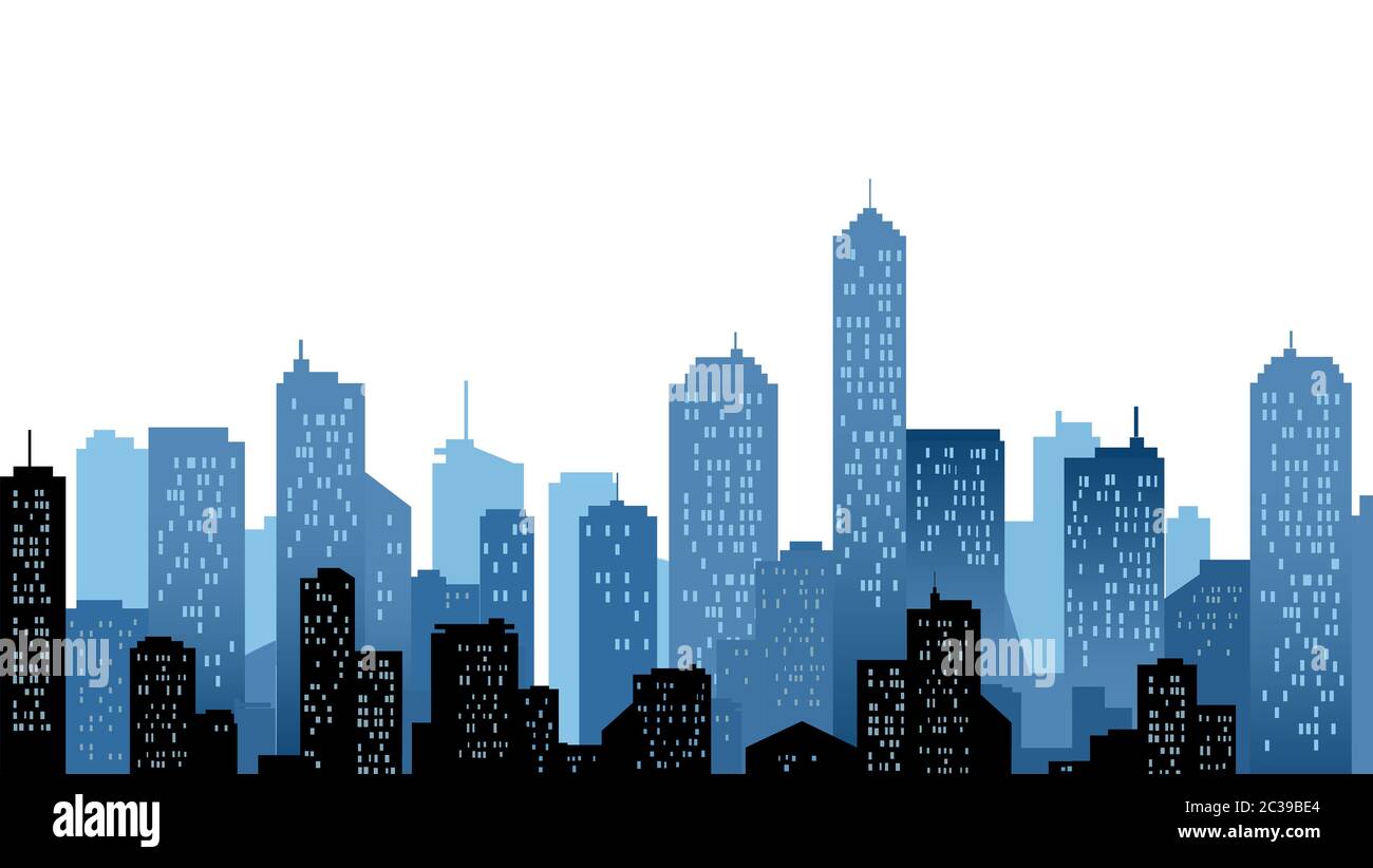 A blue city landscape of skyscrappers Stock Photo - Alamy