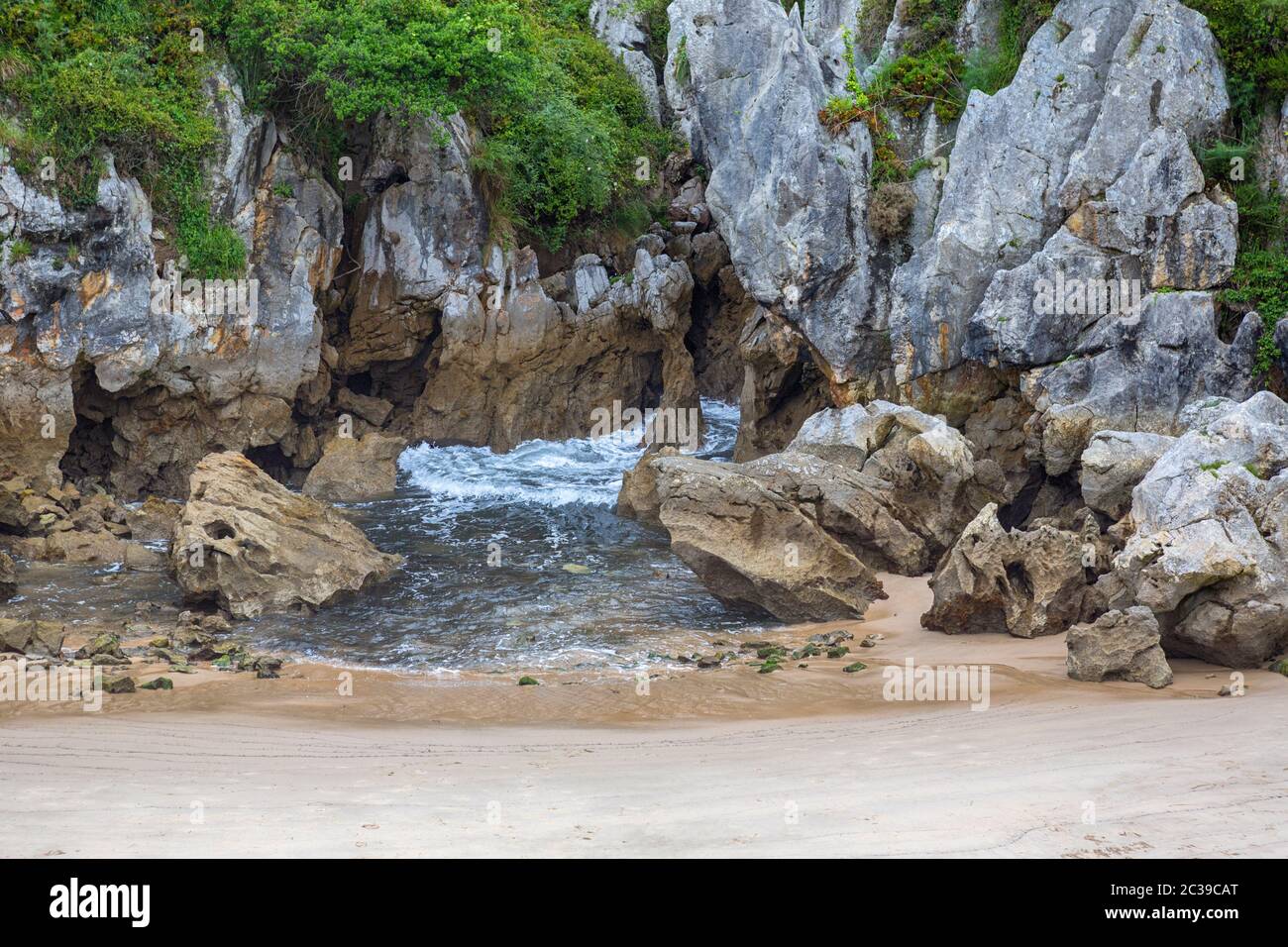 the famous beach gulpiyuri, in Asturias, Spain Stock Photo - Alamy