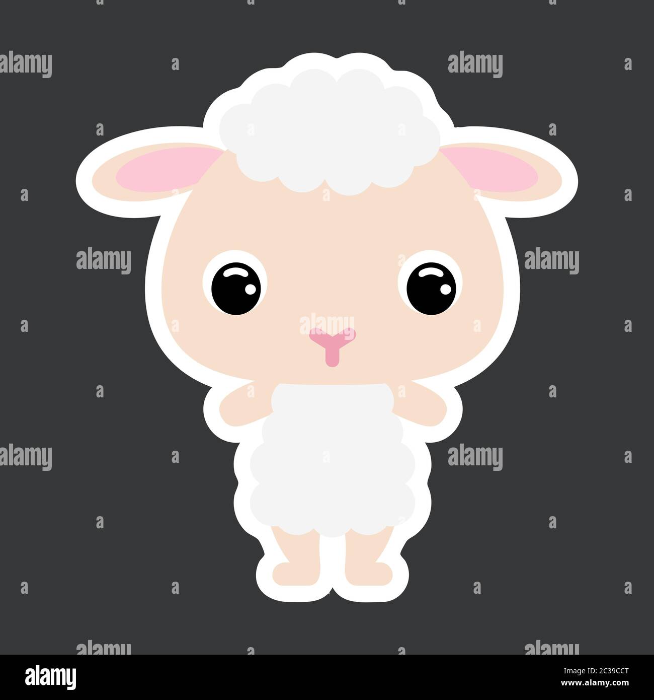 Children's sticker of cute little sheep. Domestic animal. Cartoon ...