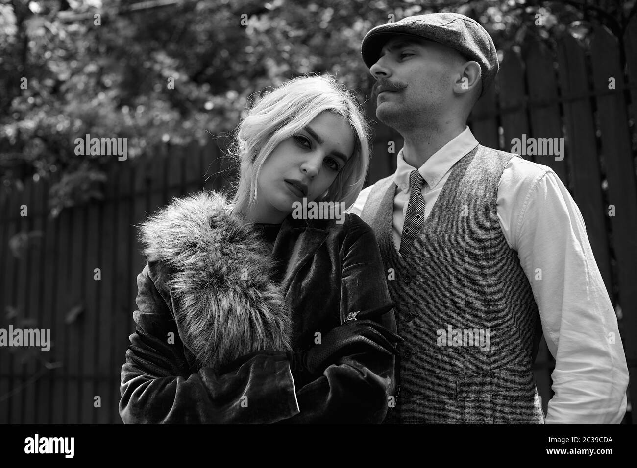 Portrait of a beautiful couple in vintage style. Retro style, classic ...
