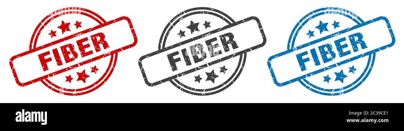 fiber stamp. fiber round isolated sign. fiber label set Stock Vector ...