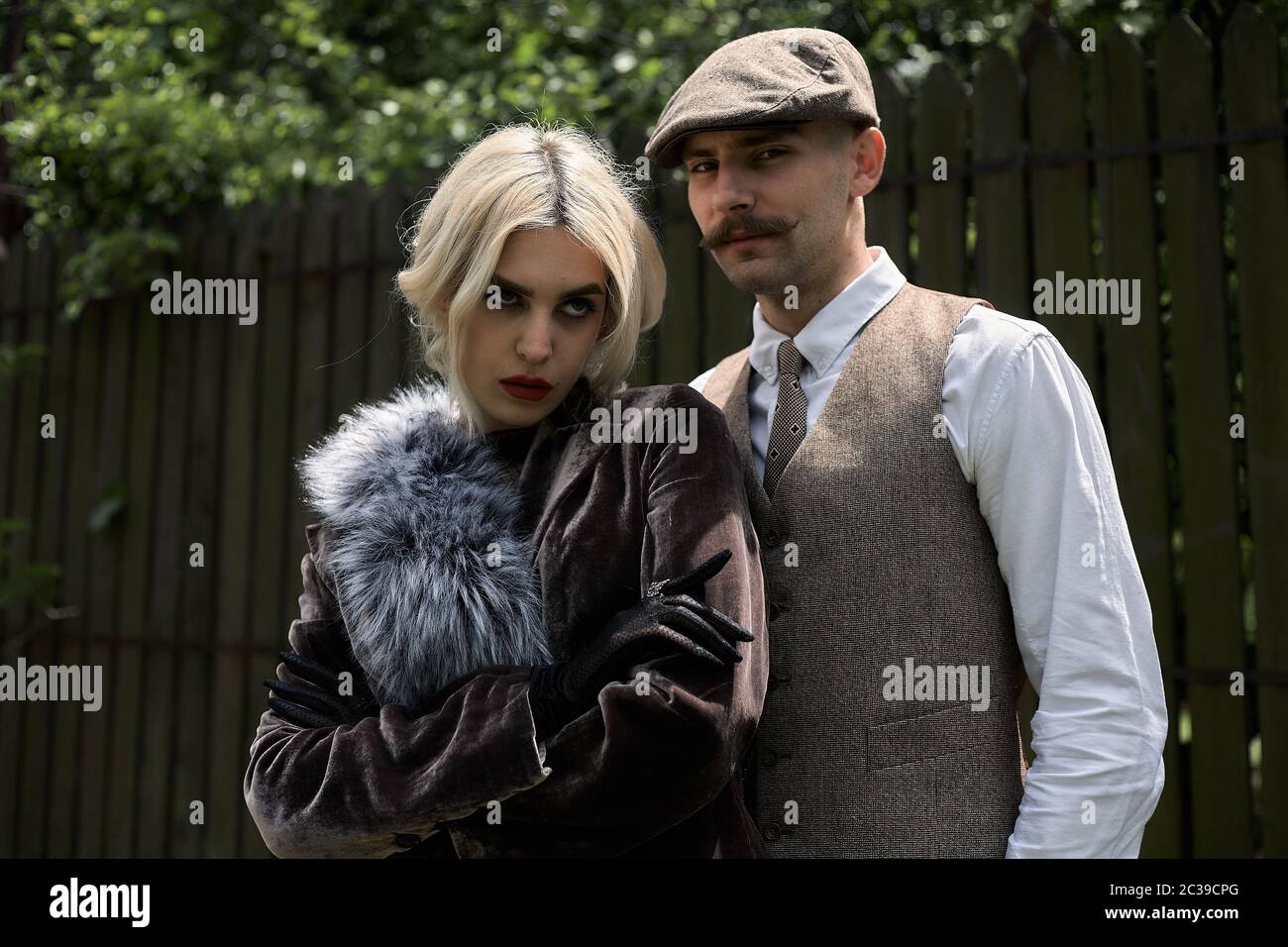 Portrait of a beautiful couple in vintage style. Retro style, classic ...