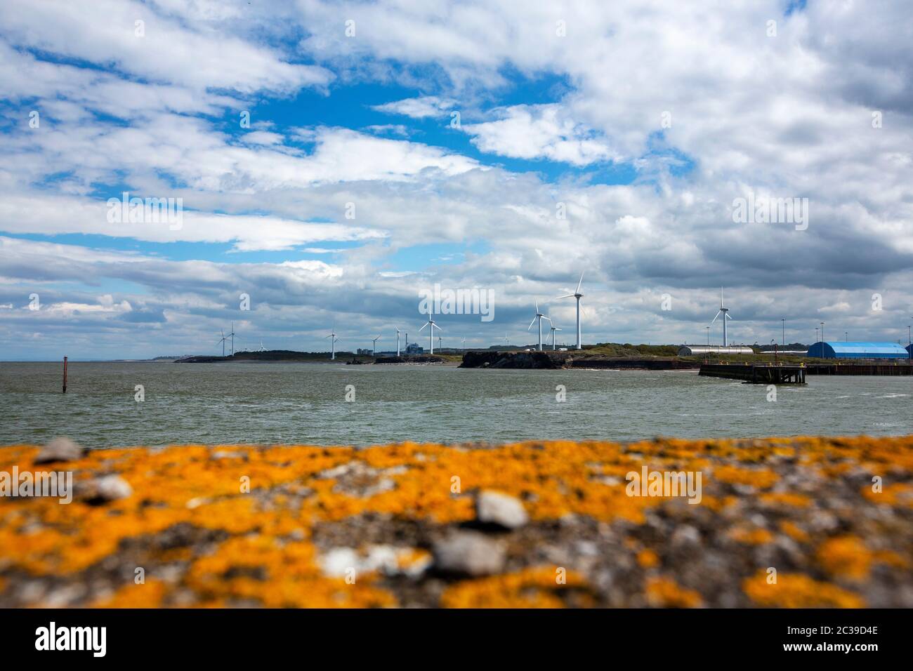 Wind turbines at the port in workington, Cumbria, UK Stock Photo - Alamy