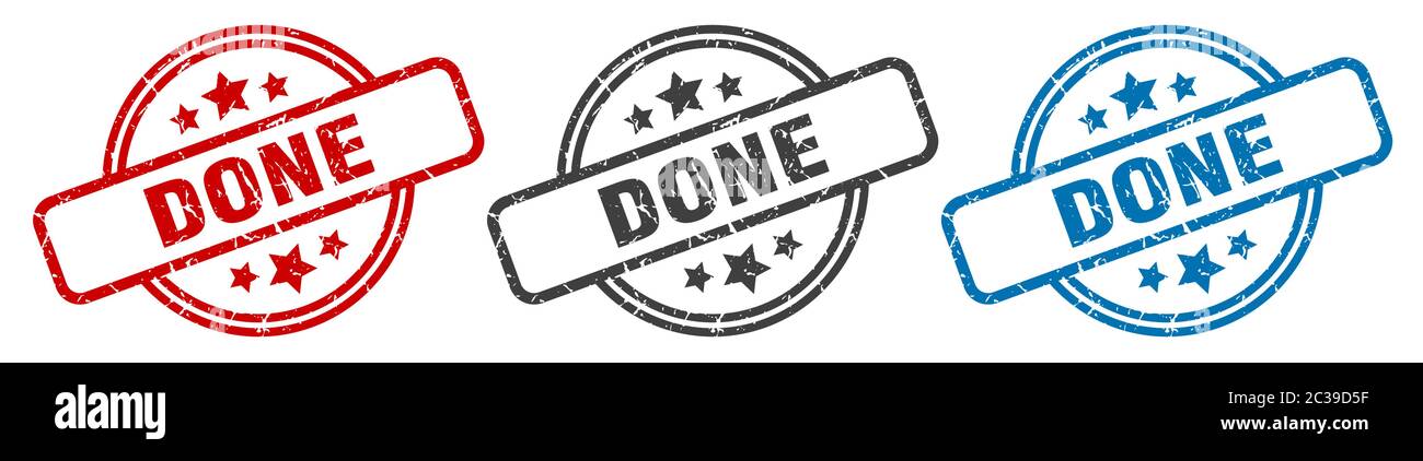 done stamp. done round isolated sign. done label set Stock Vector Image ...