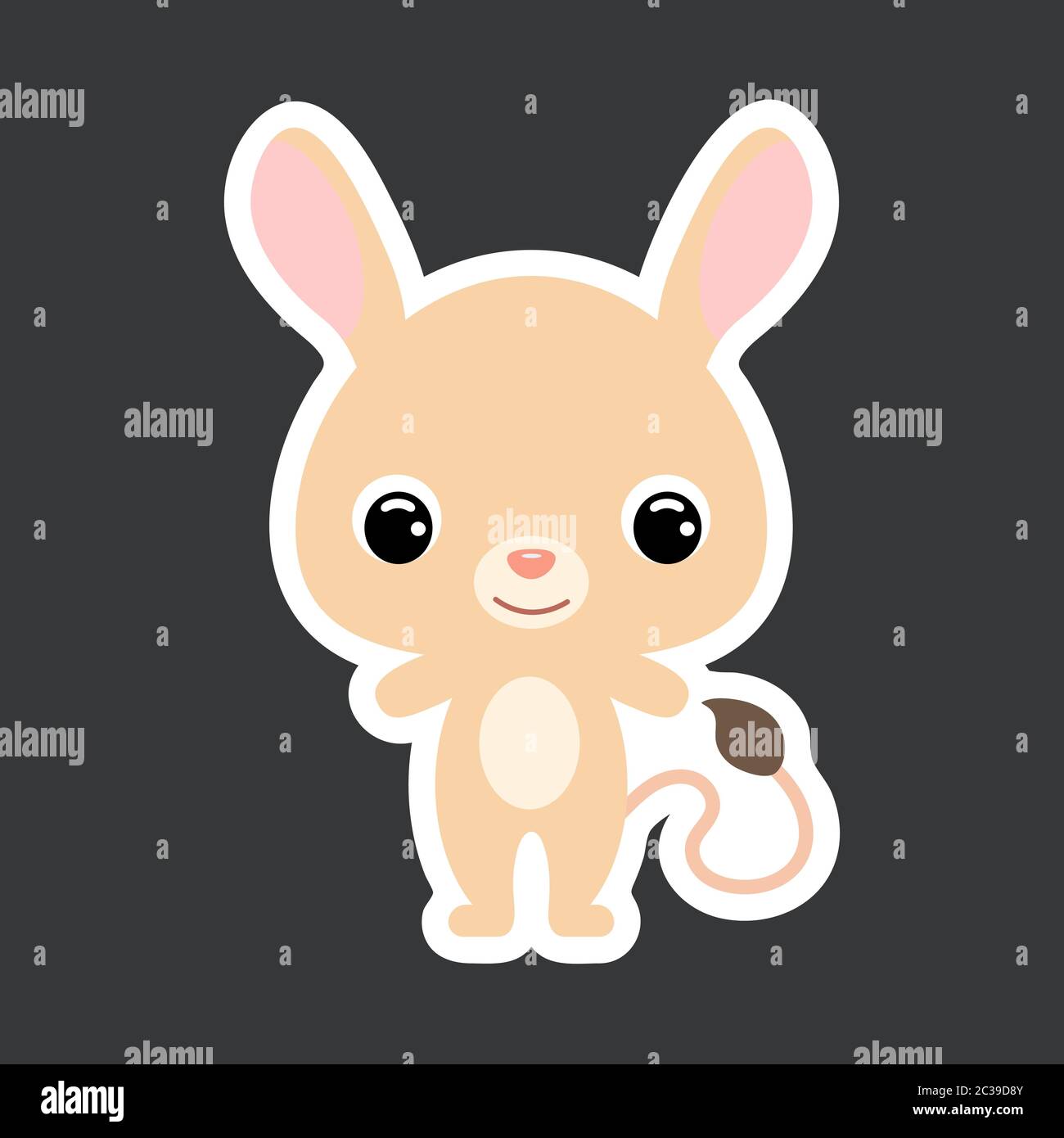 Children's sticker of cute little jerboa. Wild animal. Cartoon ...