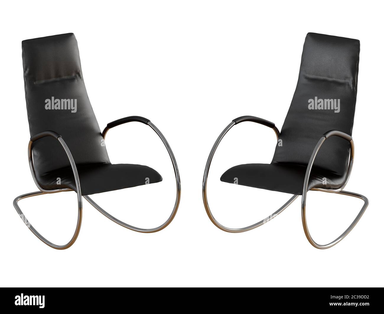 Two black rocking chair on a white background 3d rendering Stock Photo ...