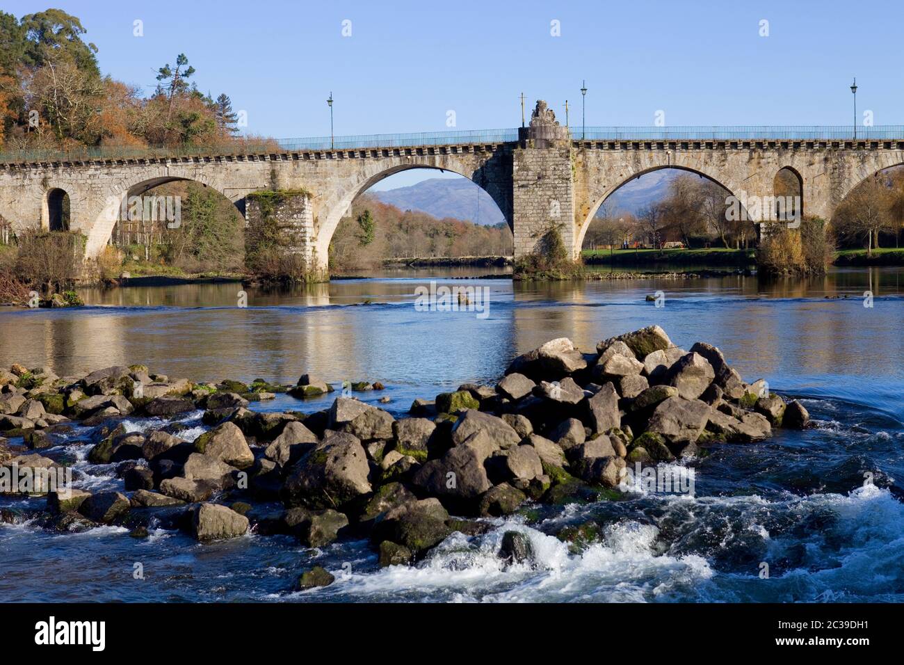 ancient roman bridge of Ponte da Barca in the north of Portugal Stock ...