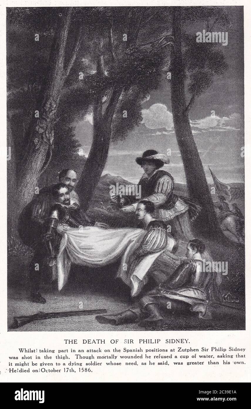 The death of Sir Philip Sidney - October 17th 1586 Stock Photo - Alamy