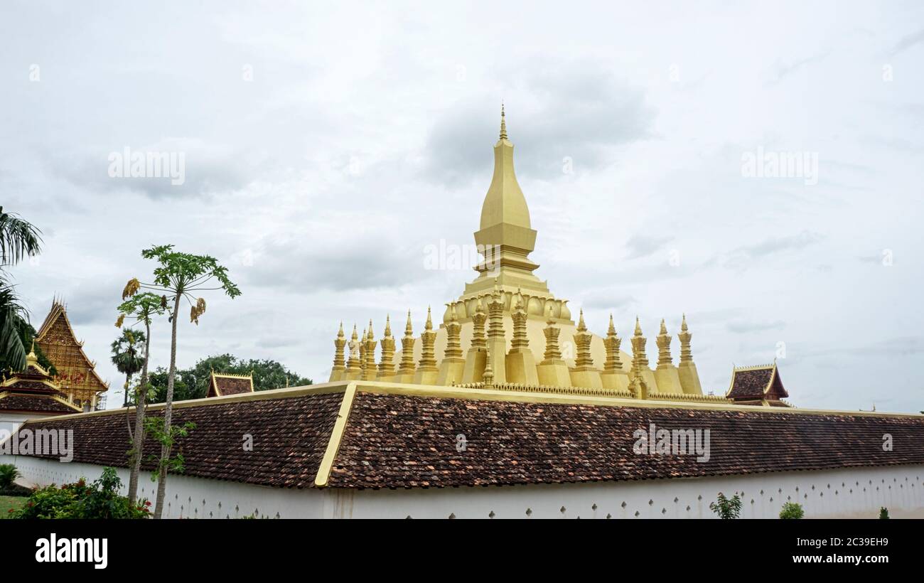 That Luang gold temple Laos landmark corner traditional Stock Photo - Alamy