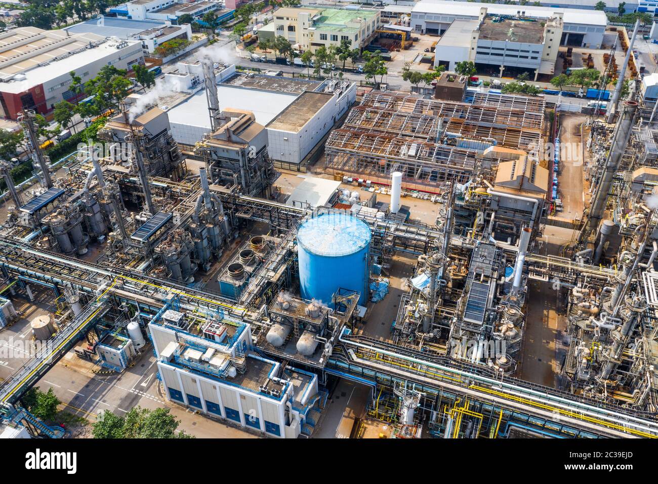 Tai Po, Hong Kong 19 May 2019: Top view of industrial factory Stock ...