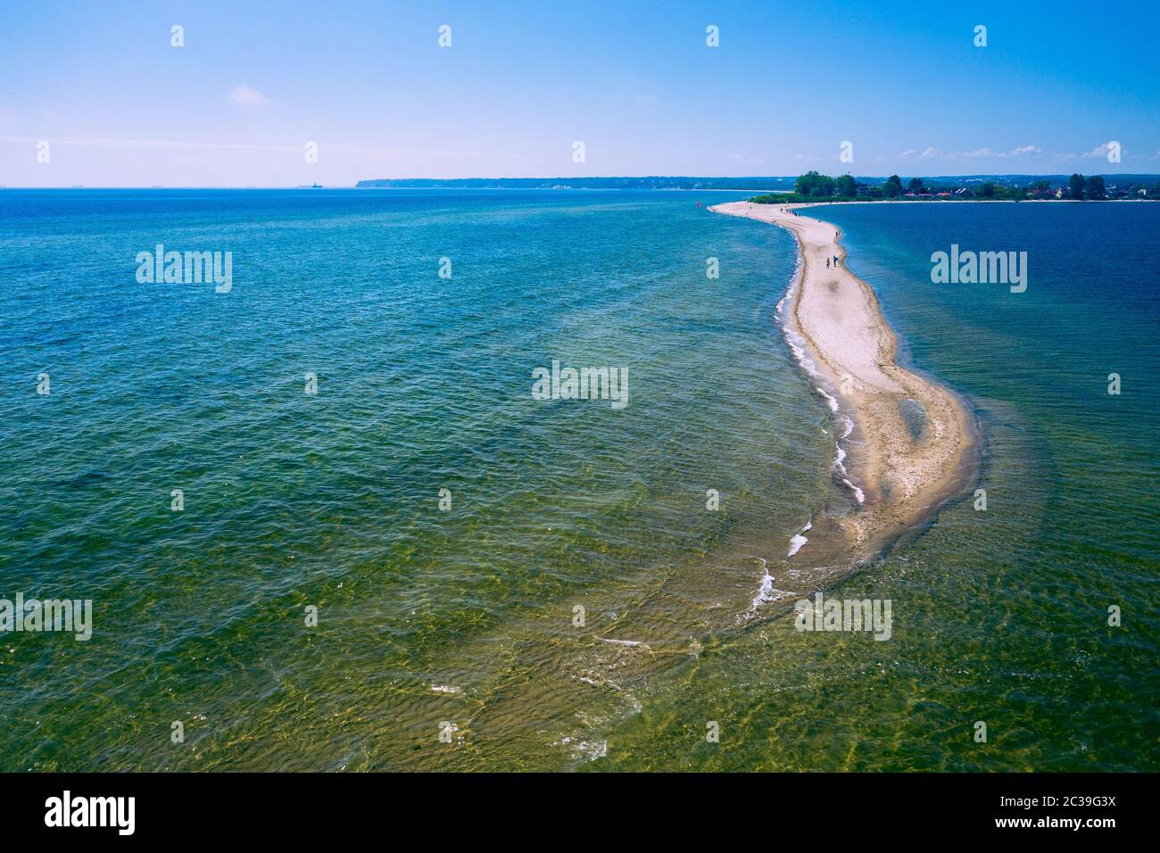 Rewa, Poland. Aerial view of Isthmus Rewski in summer at the Baltic Sea ...