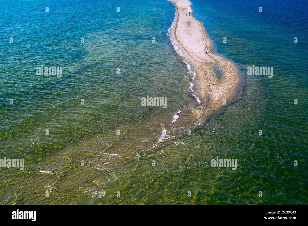 Rewa, Poland. Aerial view of Isthmus Rewski in summer at the Baltic Sea ...