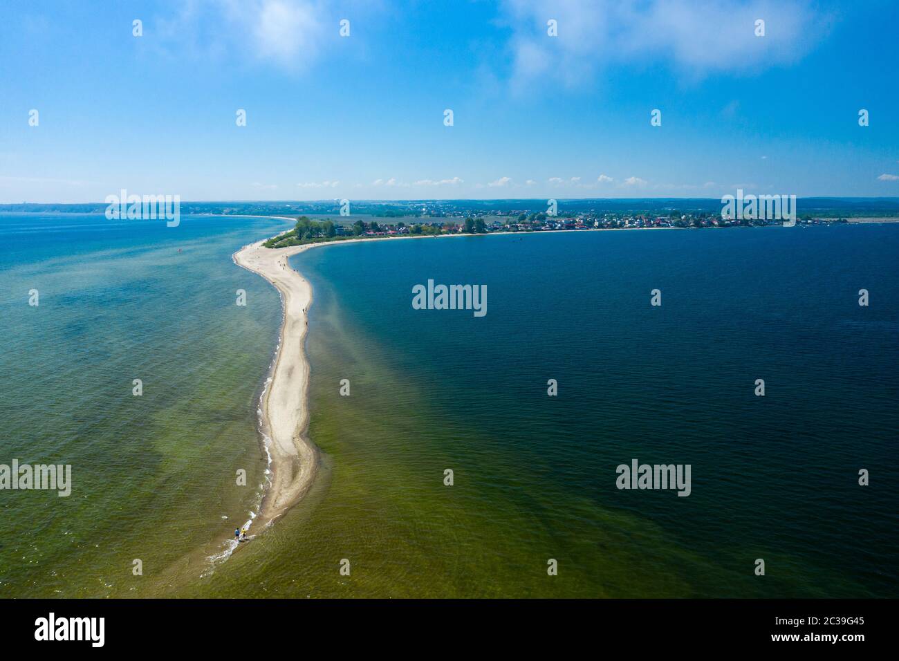 Rewa, Poland. Aerial view of Isthmus Rewski in summer at the Baltic Sea ...