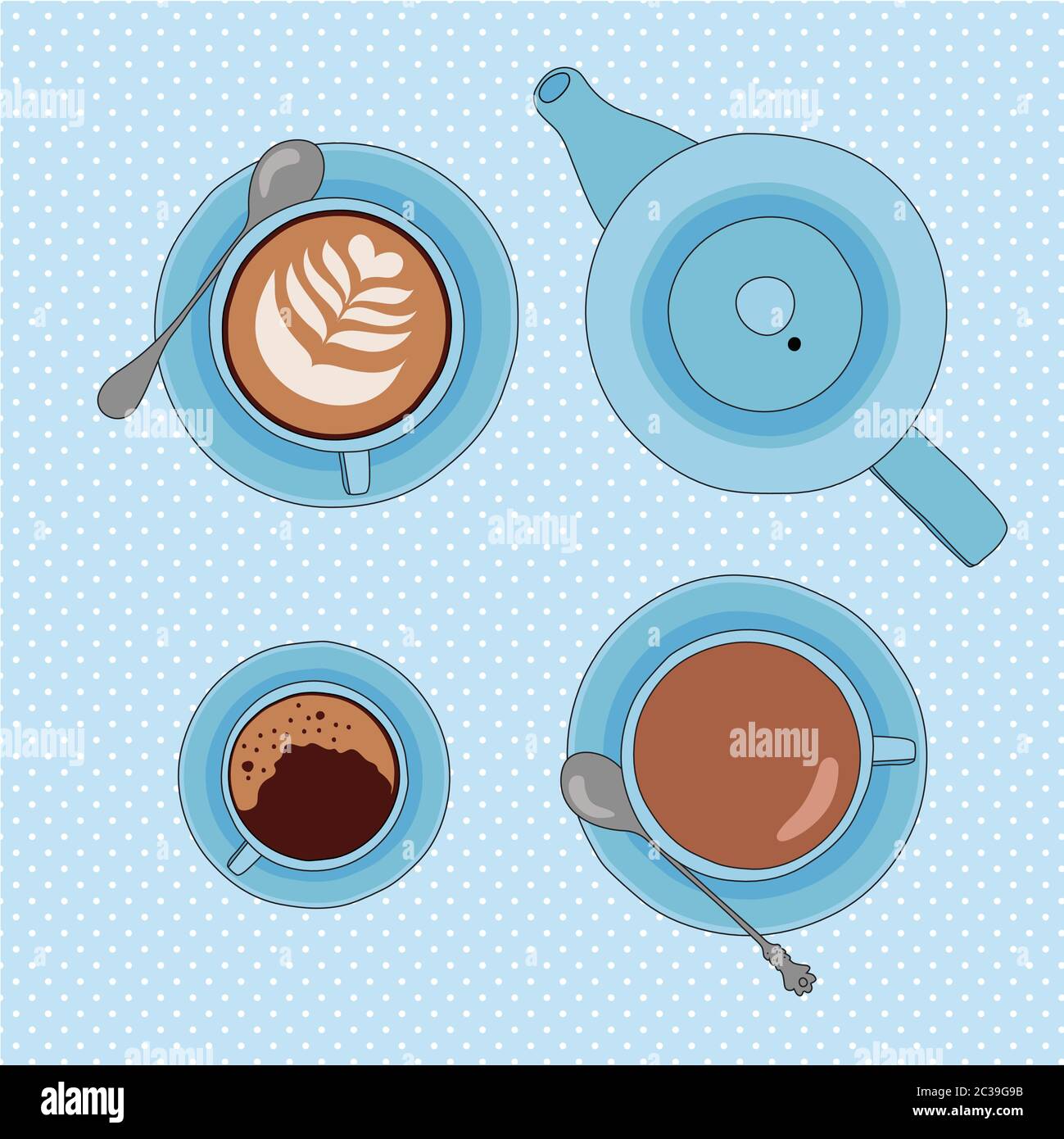 Teapot cups hot drink Stock Vector Images - Alamy
