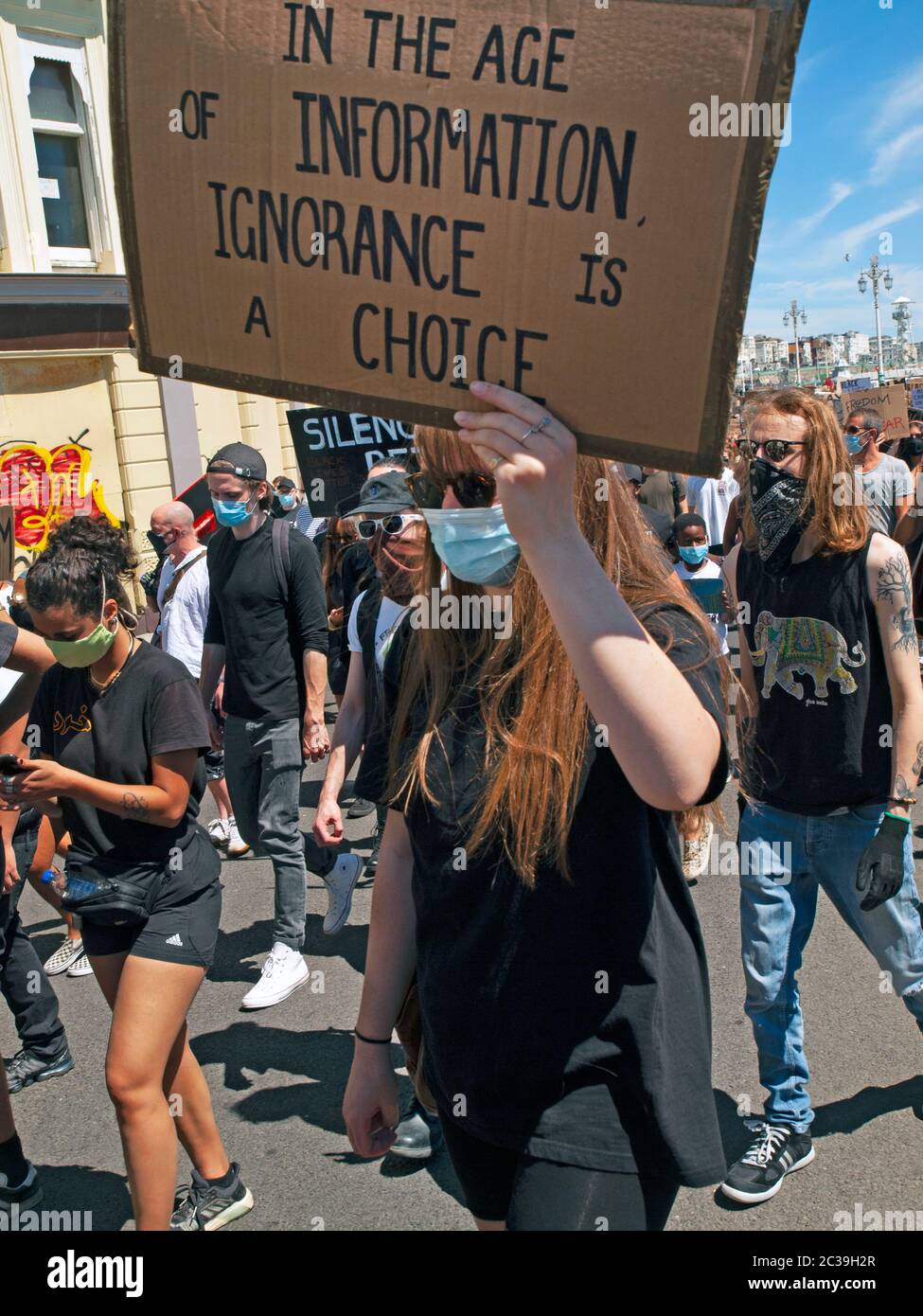 Blm protesters with placard hi-res stock photography and images - Alamy