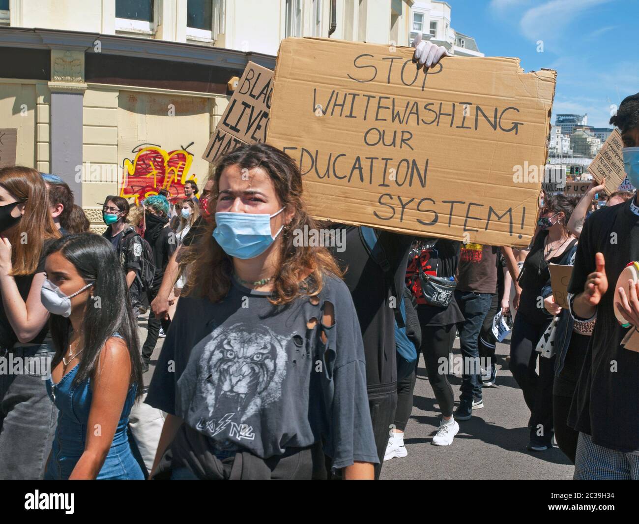 Blm protesters with placard hi-res stock photography and images - Alamy