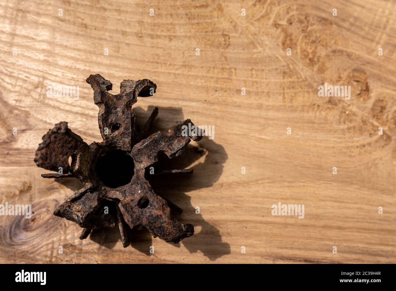 Splinter of a mine of the period WWII. Rusty mortar mine from the ...