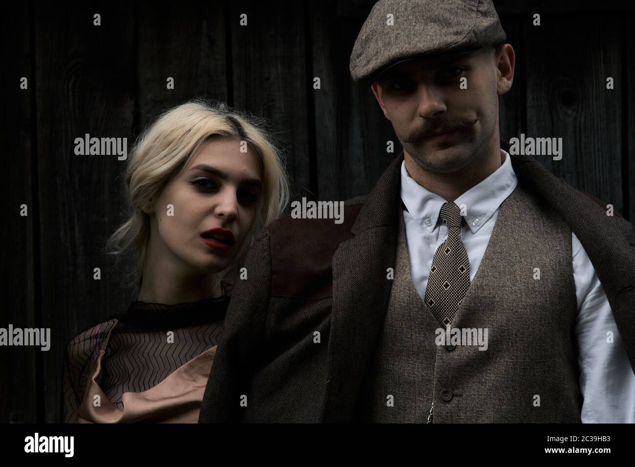 Portrait of a beautiful couple in vintage style. Retro style, classic ...