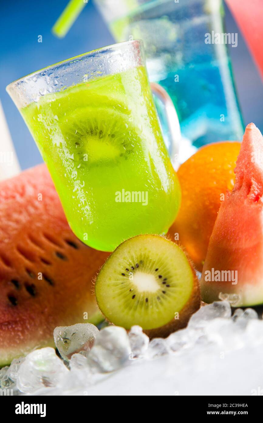 Summer background, Variety of cold drinks Stock Photo - Alamy