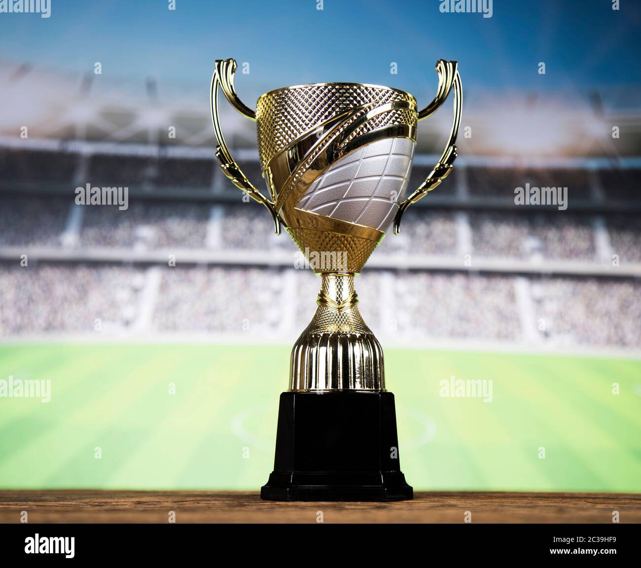 Trophy, Winning, Award. sport ball background Stock Photo - Alamy